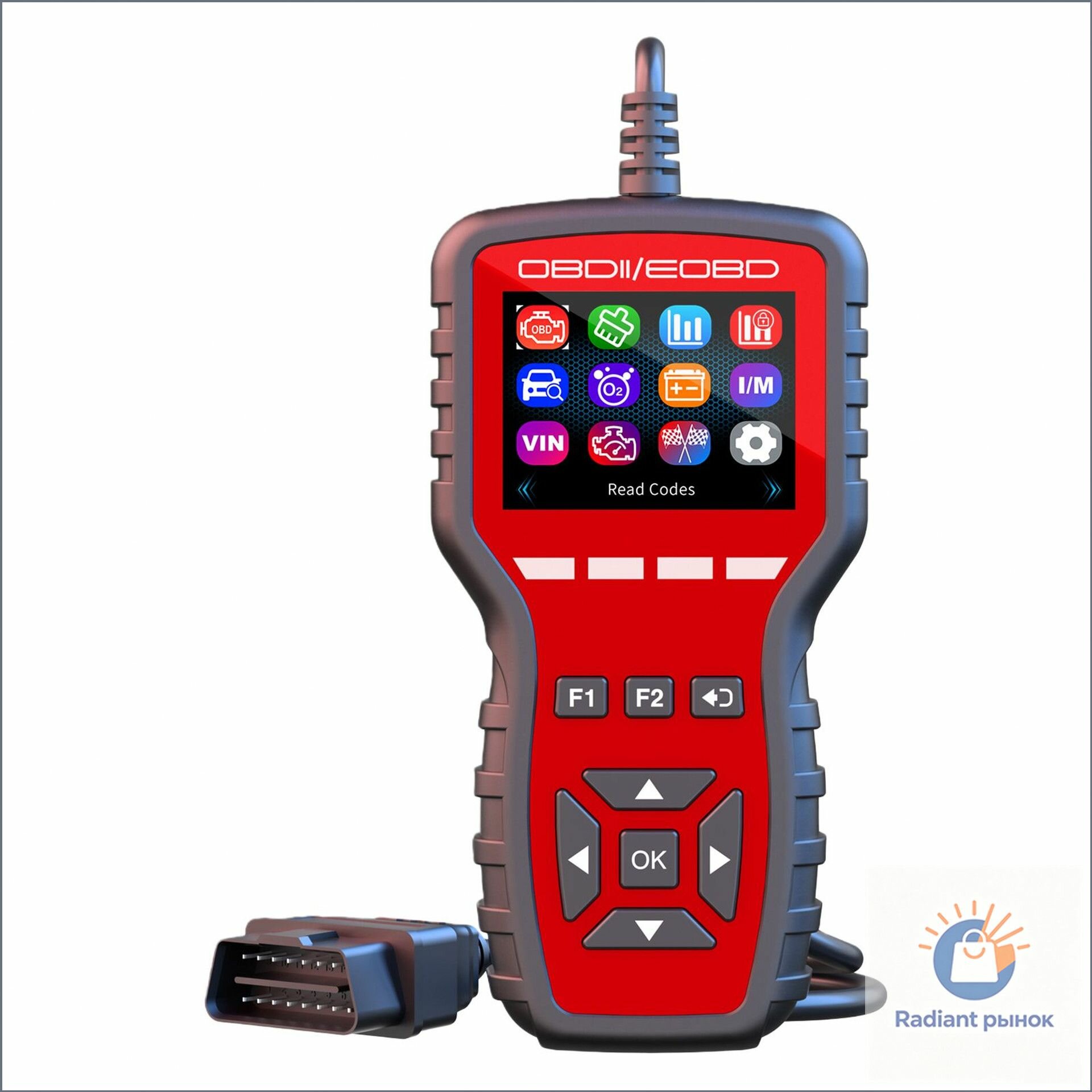 Автомобильный сканер OBD2 для диагностики и сброса ошибок двигателя с цветным дисплеем и тестированием аккумулятора