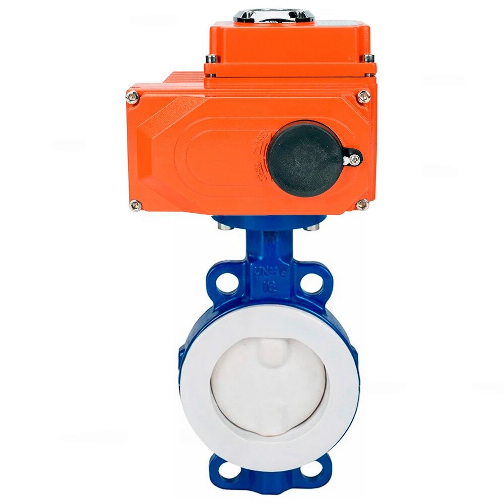 Затвор DN.ru WCB-WCB-PTFE-PTFE-Fb-H Ду100 Ру16 с электроприводом QT2-008-380VAC