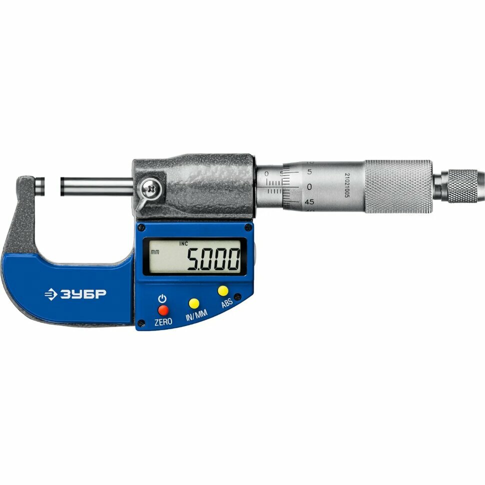Микрометр цифровой гладкий ЗУБР МКЦ 25, 0 - 25 мм (34482-25), 2092795