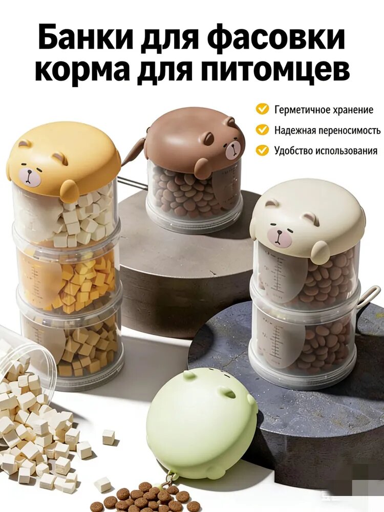 Портативный контейнер для корма и лакомств для собак и кошек, дорожная емкость для выгула Краткое название