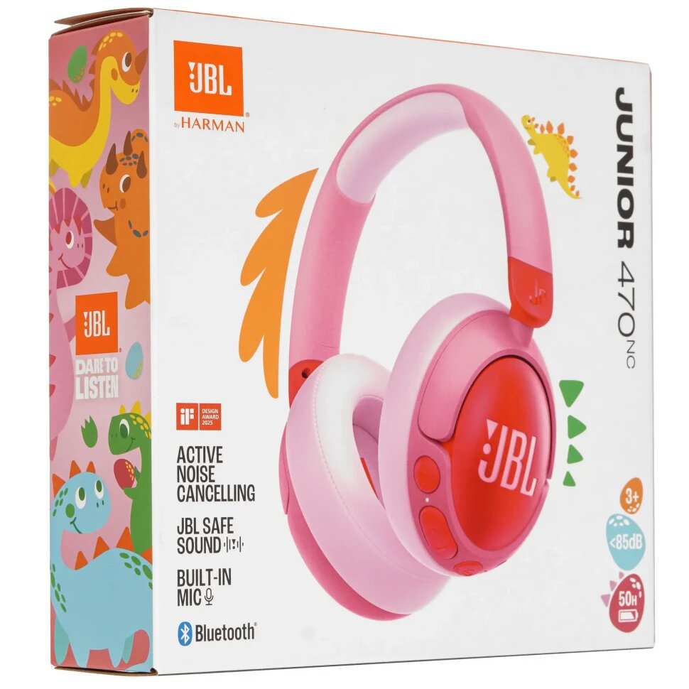 Беспроводные/проводные наушники JBL JR470NC розовый 2025