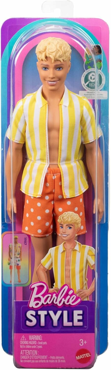 Кукла Mattel Barbie Fashionistas Style - Кен со светлыми волосами, в пляжном комплекте - Барби JJN66