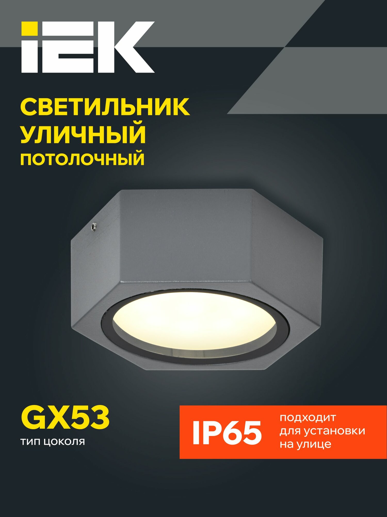 Светильник уличный потолочный под лампу GX53 IP65 серый