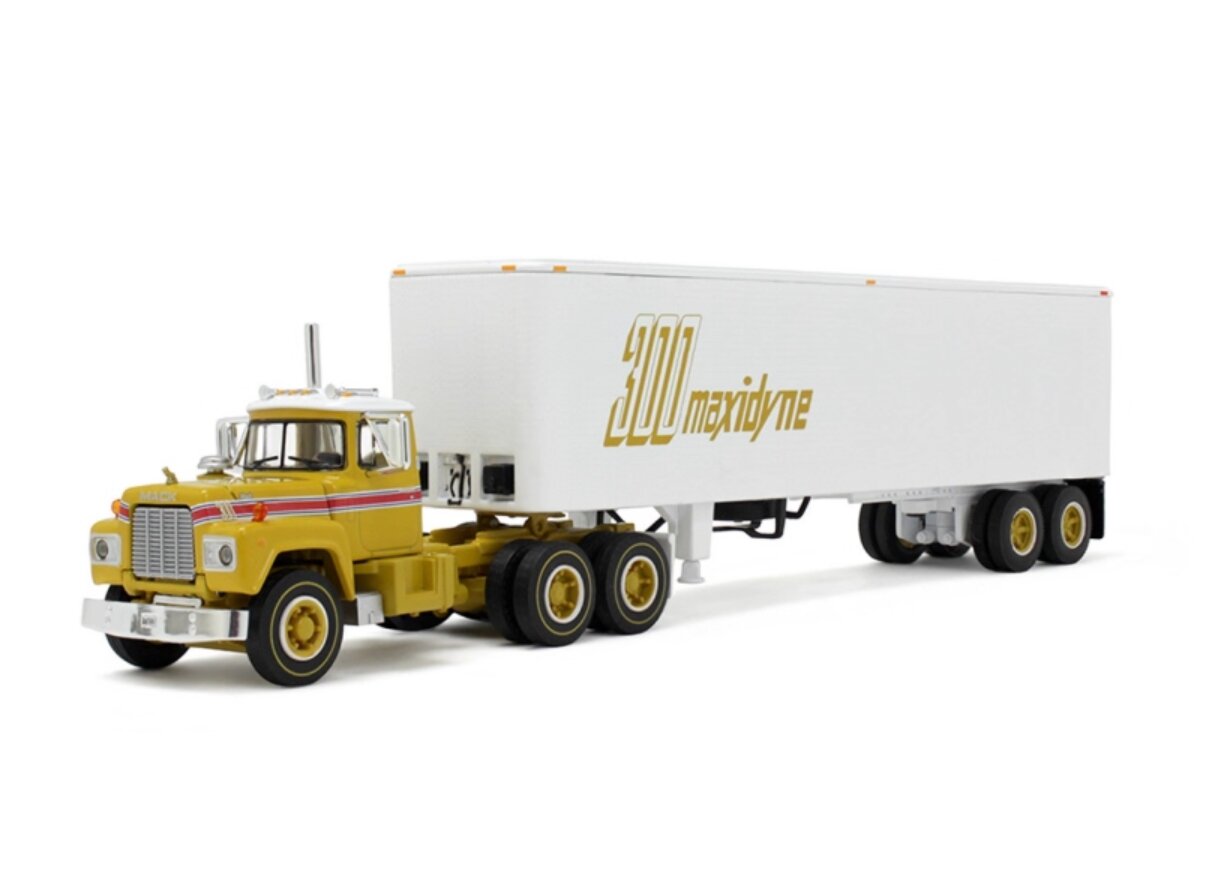 DCP 1:64 Модель грузовика Mack R-Model с 40-футовым контейнерным прицепом (юбилейная версия), металлическая коллекционная модель
