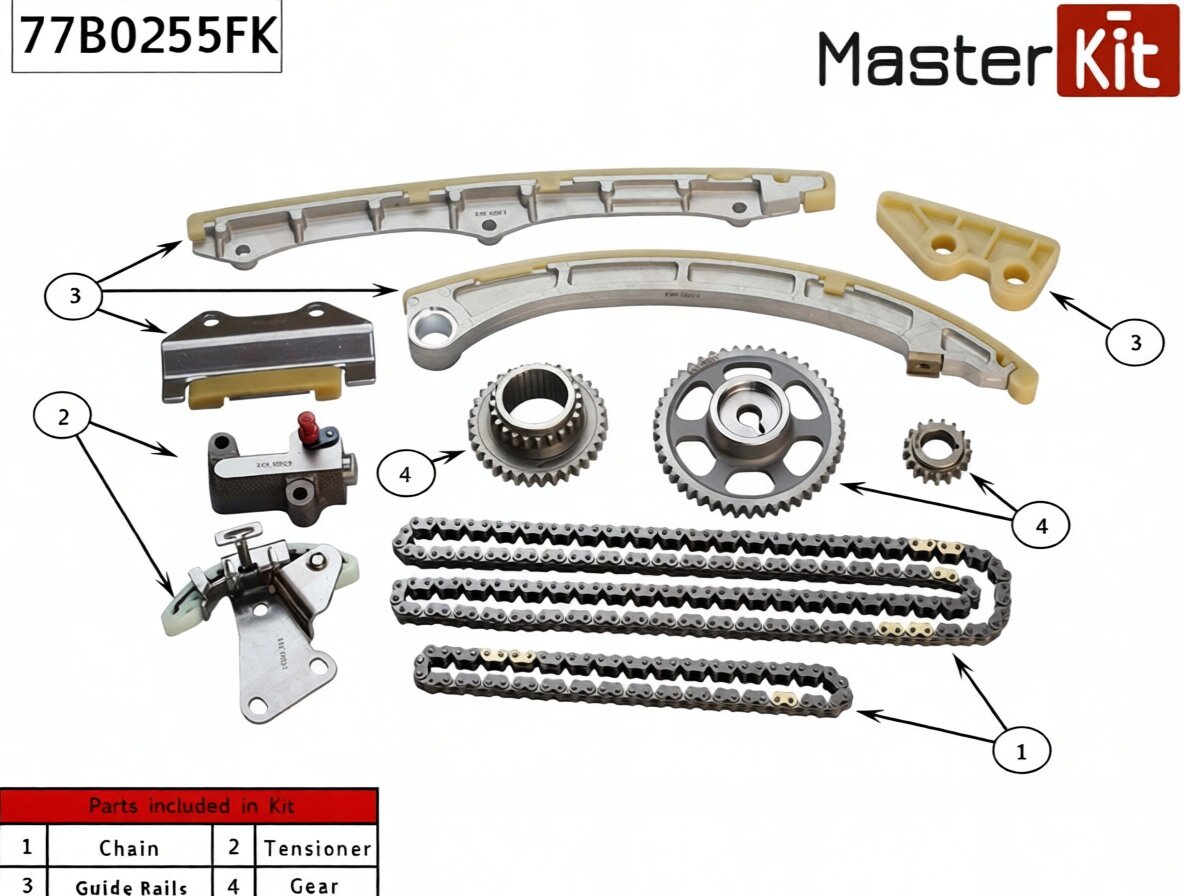 Комплект цепи ГРМ HONDA ACCORD/CRV 2.4 K24A/K24Z 77B0255FK MasterKit арт. 77B0255FK