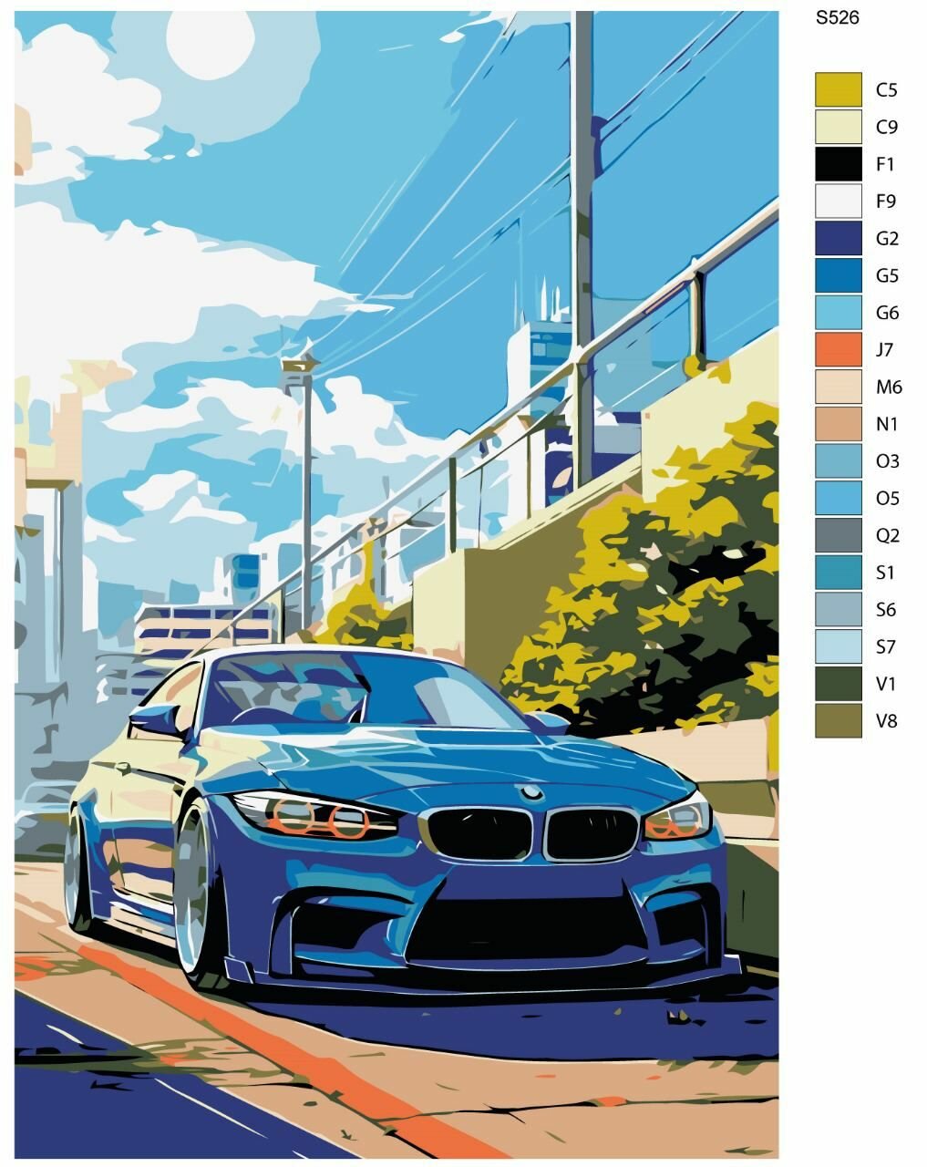Картина по номерам S526 "Спортивные машины. BMW" 70x110 см