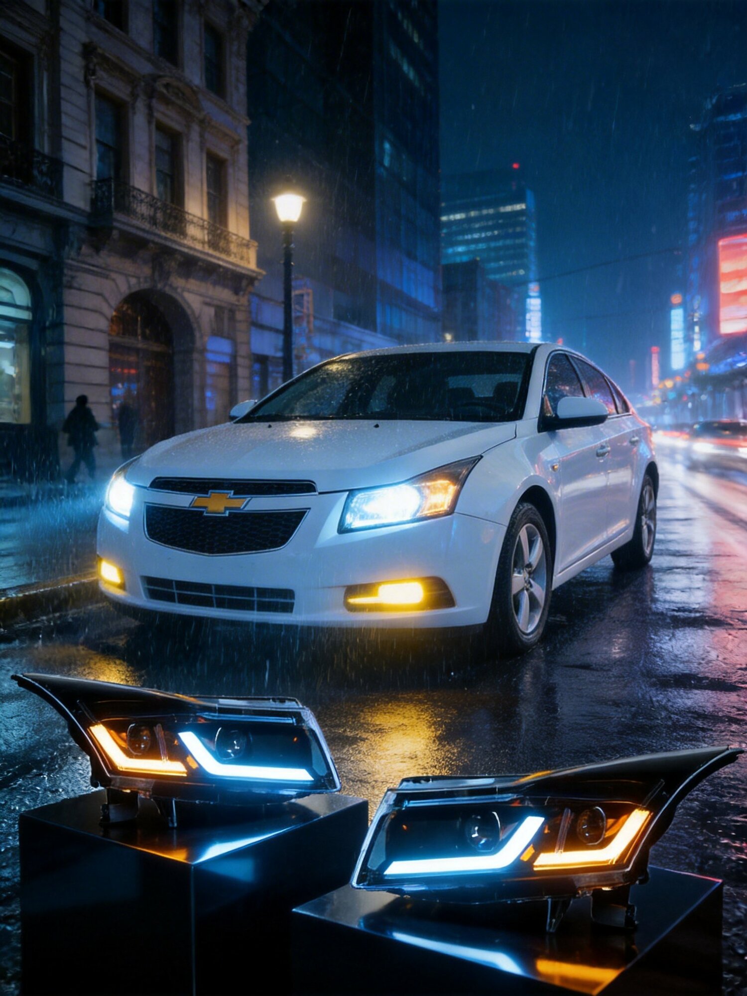 Фары светодиодные, для Chevrolet Cruze, с дневными ходовыми огнями