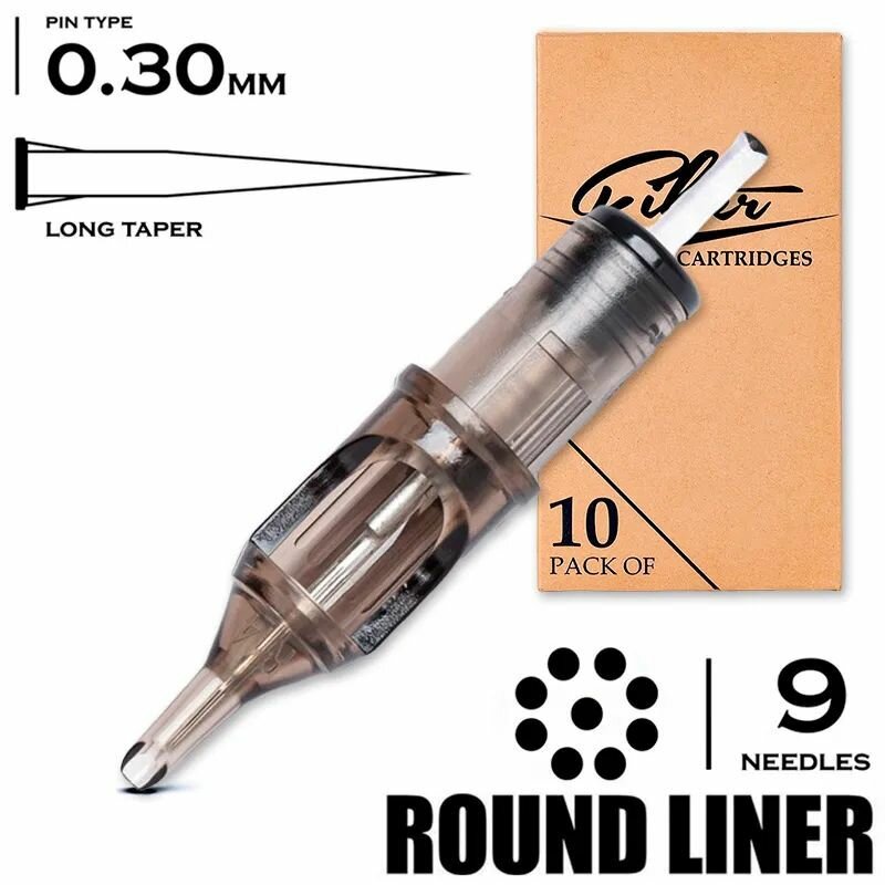 Картриджи для тату и татуажа EZ FILTER Round Liner 9RLLT/0.30мм 10 шт/уп