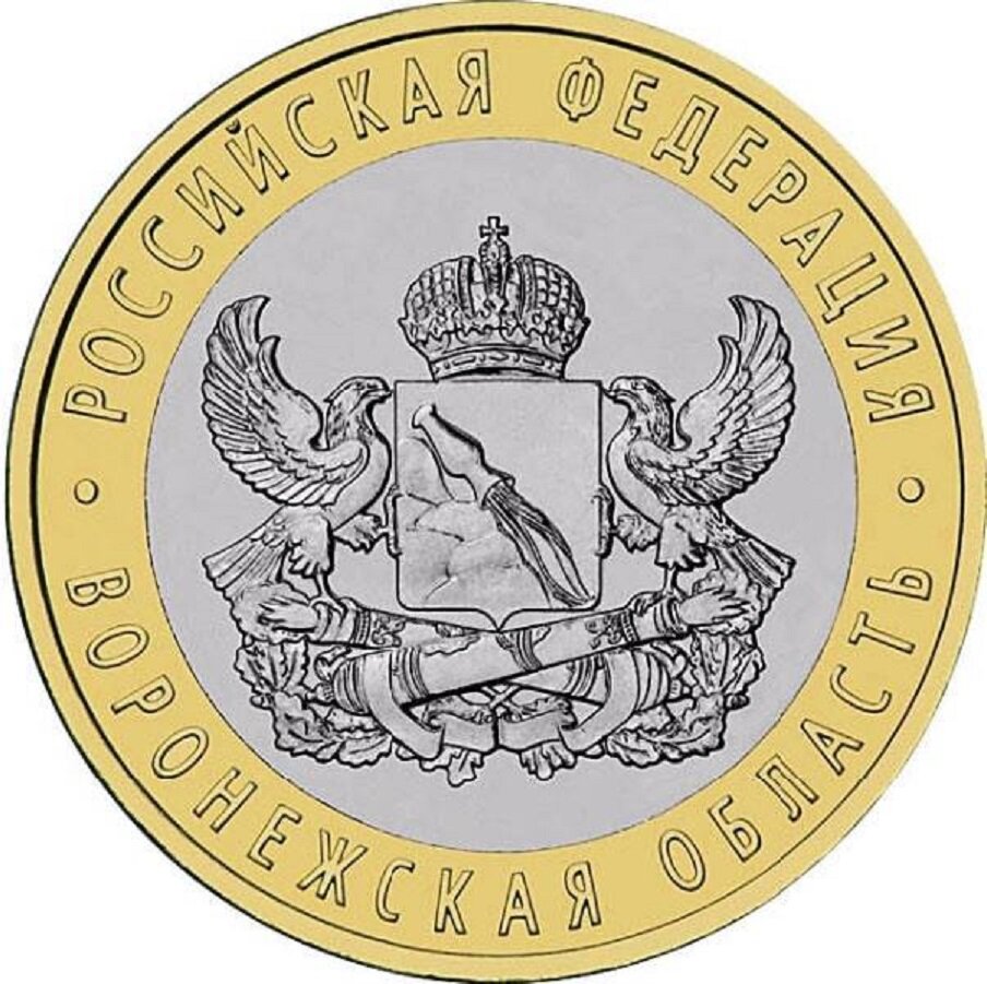 Монета номиналом 10 рублей России 2011 г. Воронежская область