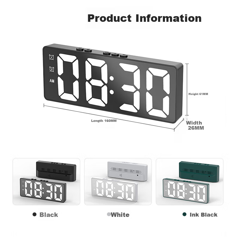 Compas Creative LED Large Screen Clock Night Light Electronic Alarm Clock Living Room Bedroom Table Clock Student Alarm Clock 810 Dark Green