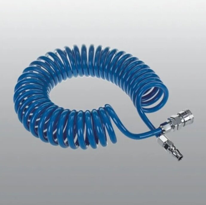 Пневмошланг витой полиуретановый AIRBOSS PUR-1215M, 8 х 12мм х 15м с разъемами