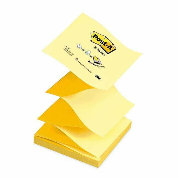 Блок самоклеящийся POST-IT Z-сложение 76х76 мм 100 листов, желтый неон