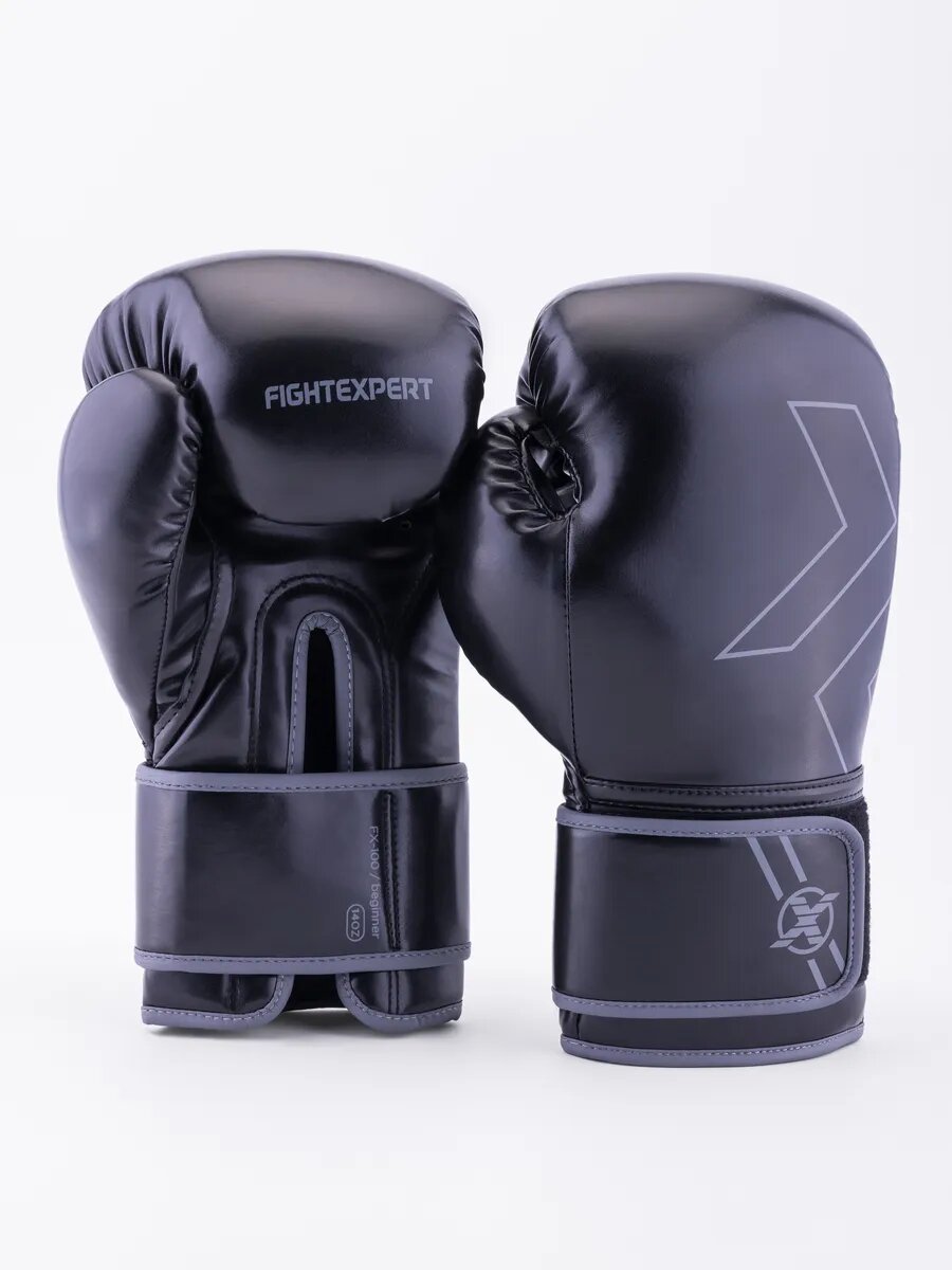 Боксерские перчатки FIGHTEXPERT Olympic, кожзаменитель, Черный 14 oz