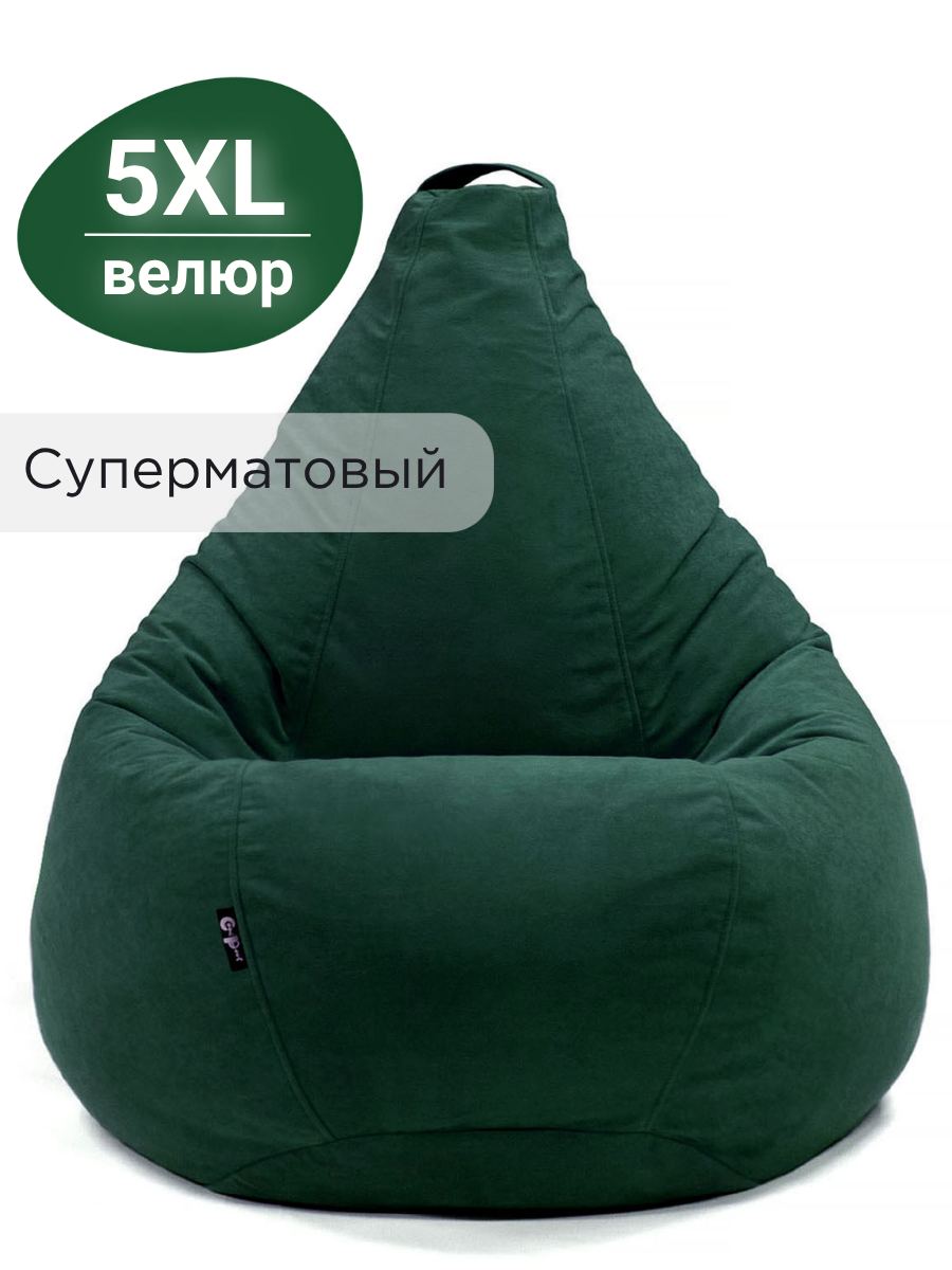 Кресло мешок груша GoodPoof Велюр Париж XXXXXL Мох