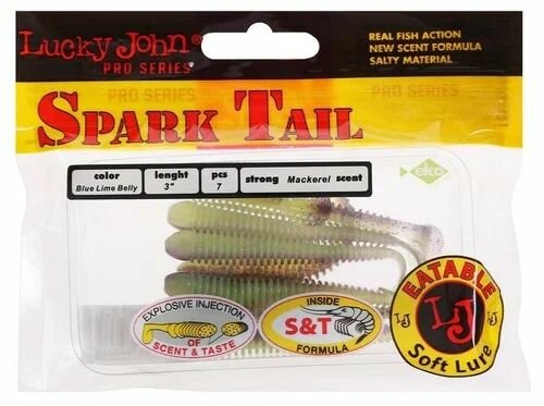 Виброхвосты съедобные искусственные Lucky John Pro Series Spark Tail, вкус макрель (5,0 см (2,0in),10 шт.)