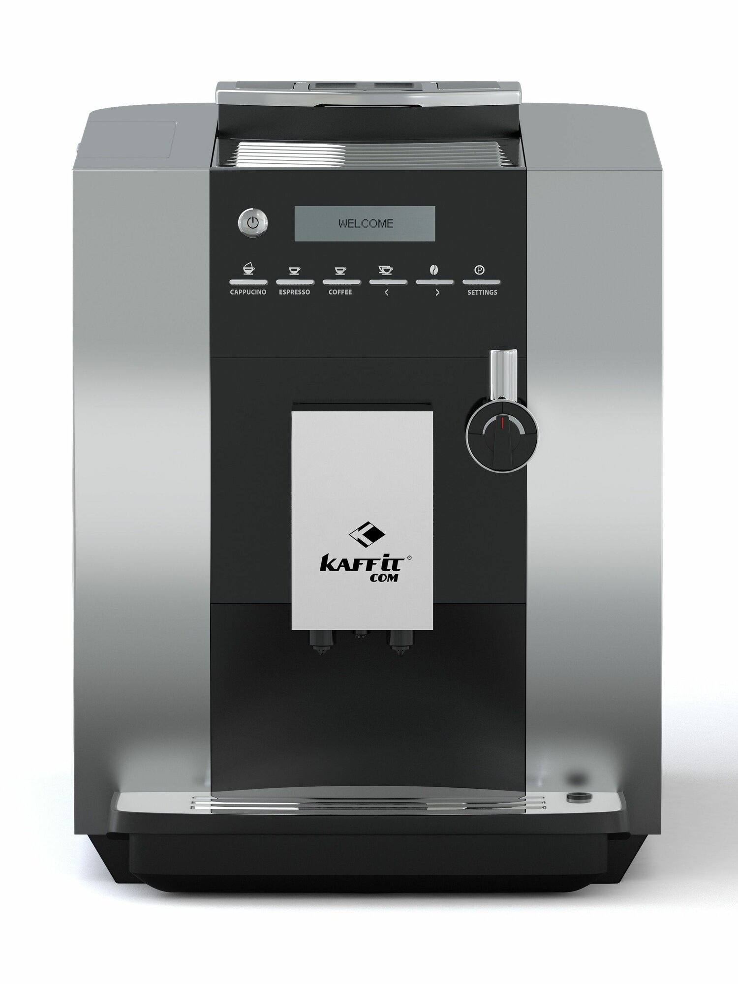 Кофемашина автоматическая зерновая с капучинатором KAFFIT COM Nizza KLM1604 Silver, дисплей, автоматический капучинатор, стальная жерновая кофемолка, 5 степеней помола, 8 уровней крепости
