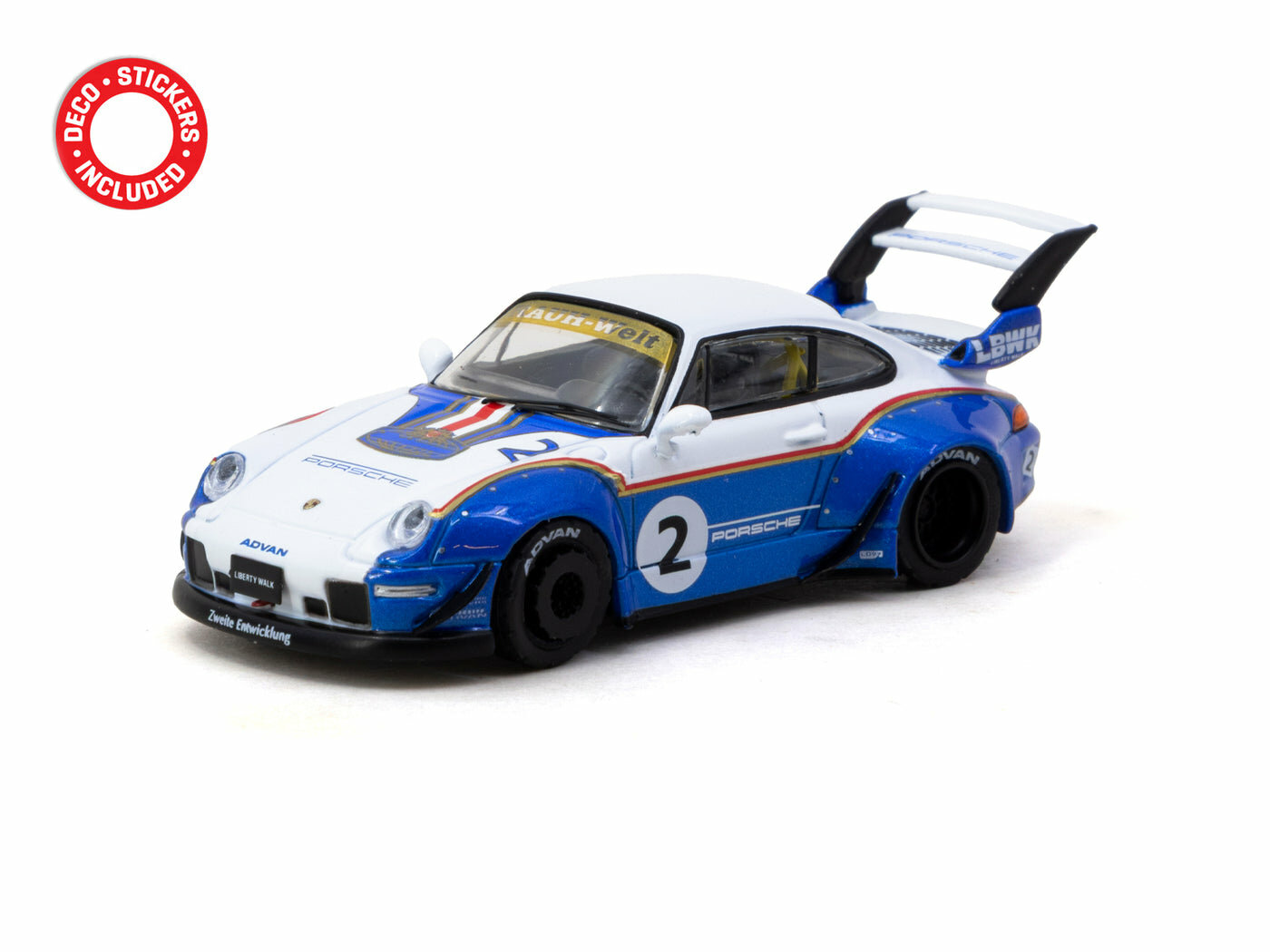 Коллекционная машинка Tarmac Works 1:64 RWB Porsche 911 993 Liberty Walk blue white