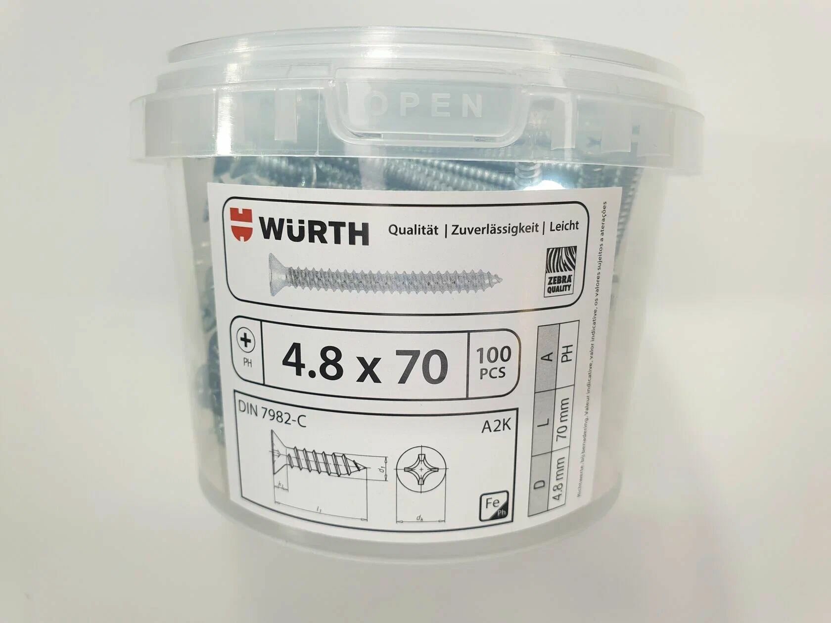 Саморез по металлу DIN 7982-C 4.8x70 (100 pcs) WURTH, Германия