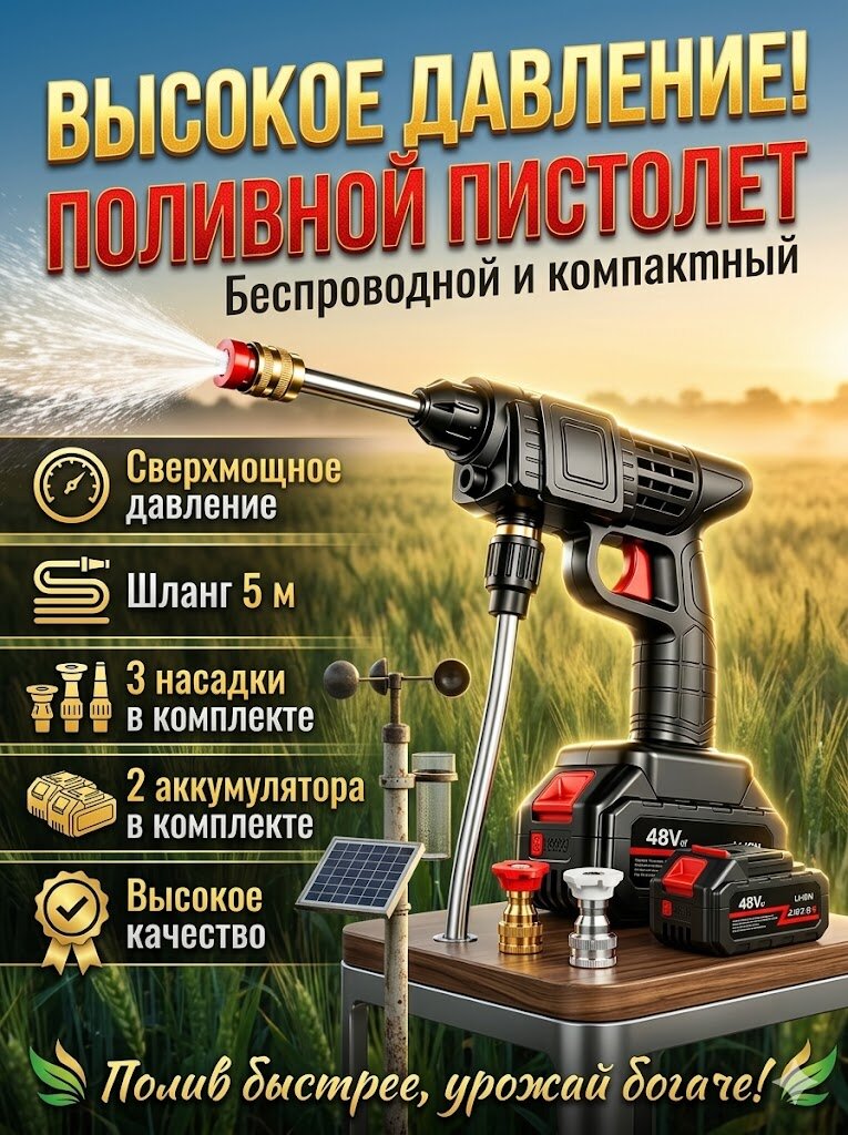 Насос аккумуляторный для полива из бочки, 48V
