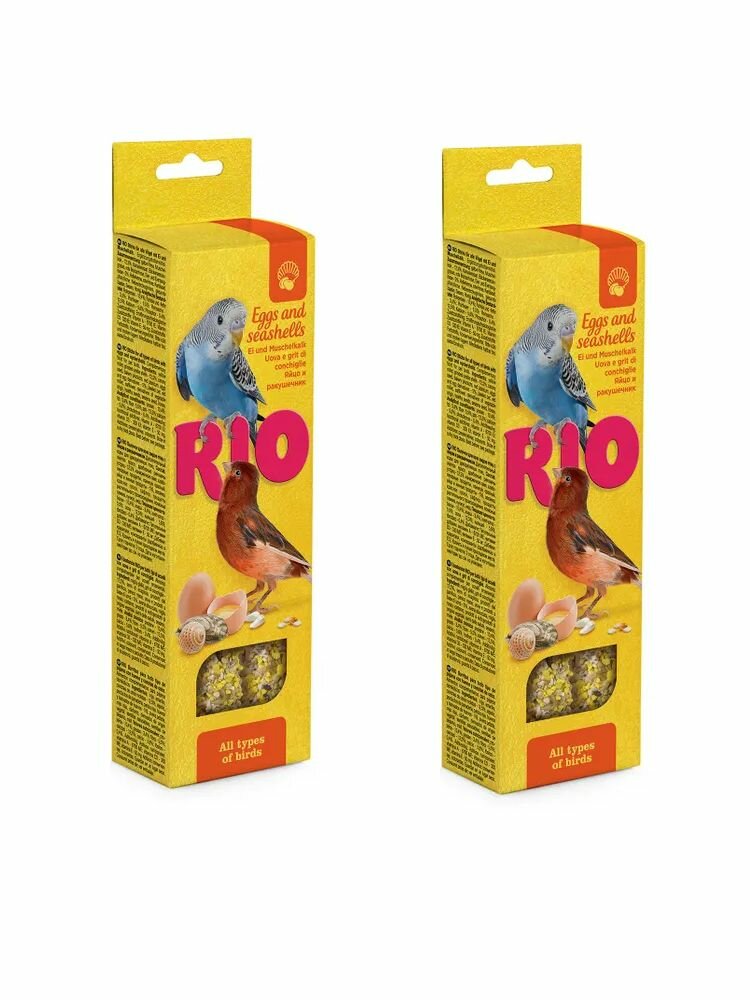 RIO Лакомство для птиц, палочки с яйцом, медом и ракушечником, 2 шт х 40 гр, 2 уп