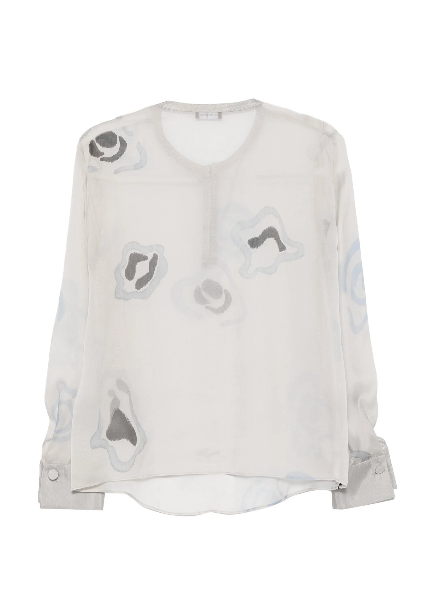 Блуза EMPORIO ARMANI Printed silk blouse, размер 44, grey — фото 1