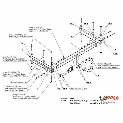 Фаркоп RENAULT (LAGUNA III estate (excl. GT) ) IMIOLA A014