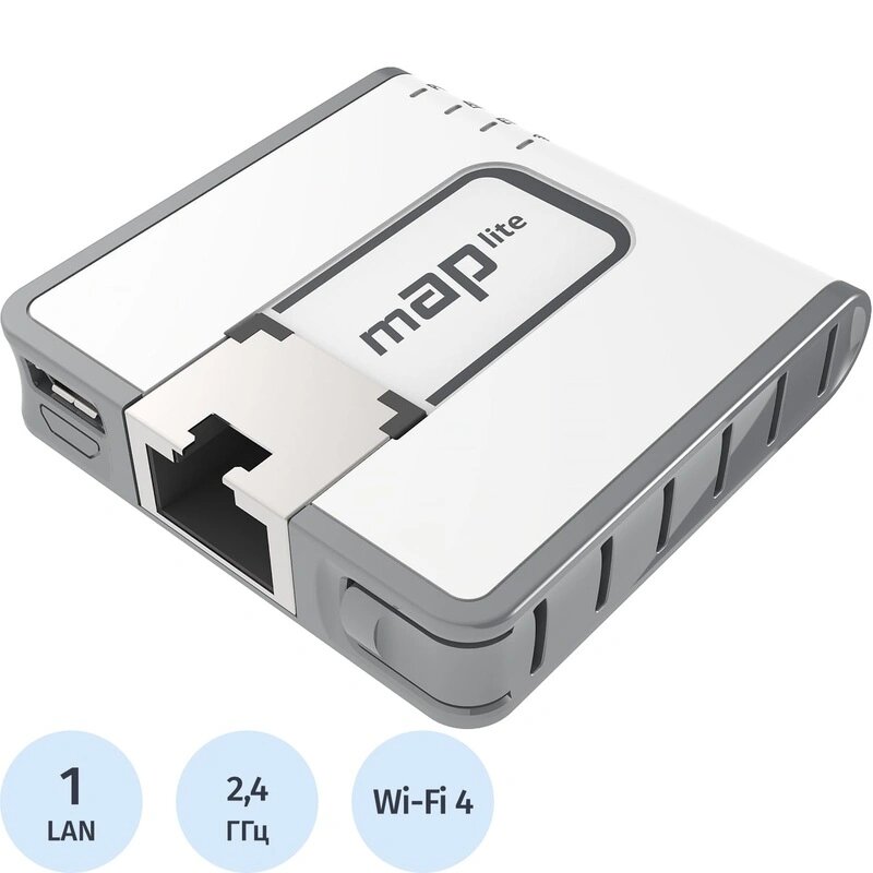 Маршрутизатор Wi-fi MikroTik mAP lite RBmAPL-2nD, N300, USB, PoE