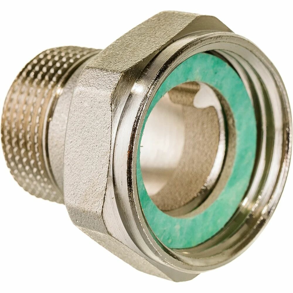 Соединение с накидной гайкой Uni-Fitt НВ 3/4"x1", с плоской прокладкой, никелированное 624N3400