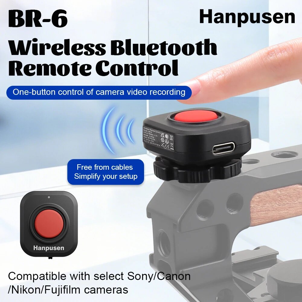Беспроводная Bluetooth-кнопка Спуска Затвора Для Камер - Совместима С Sony, Canon, Nikon, Fujifilm, Перезаряжаемая Через USB-C