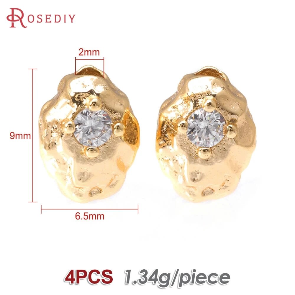 Бусины-разделители Rosediy 18K золото, 9x6.5мм, 4шт