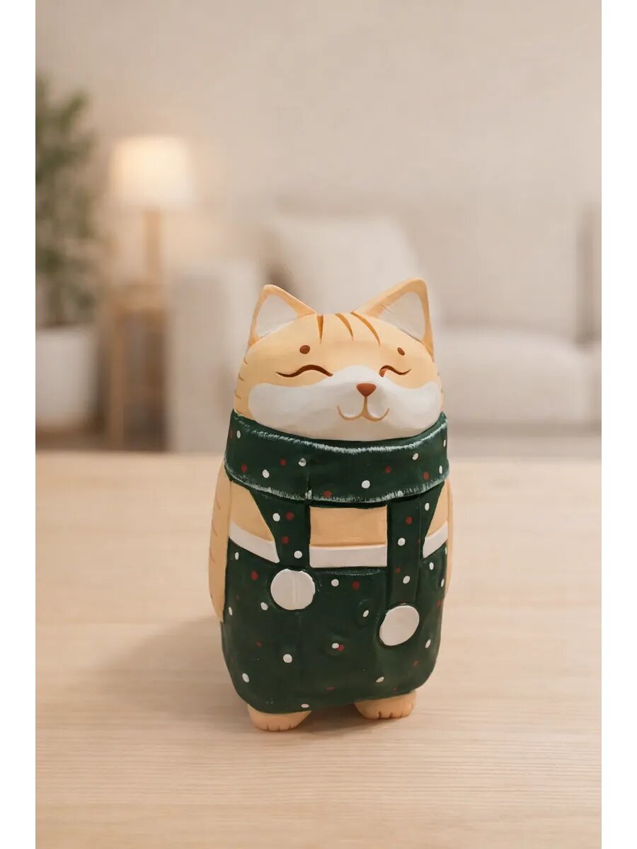 Статуэтка кот фигурка деревянная декоративная кошка — фото 1
