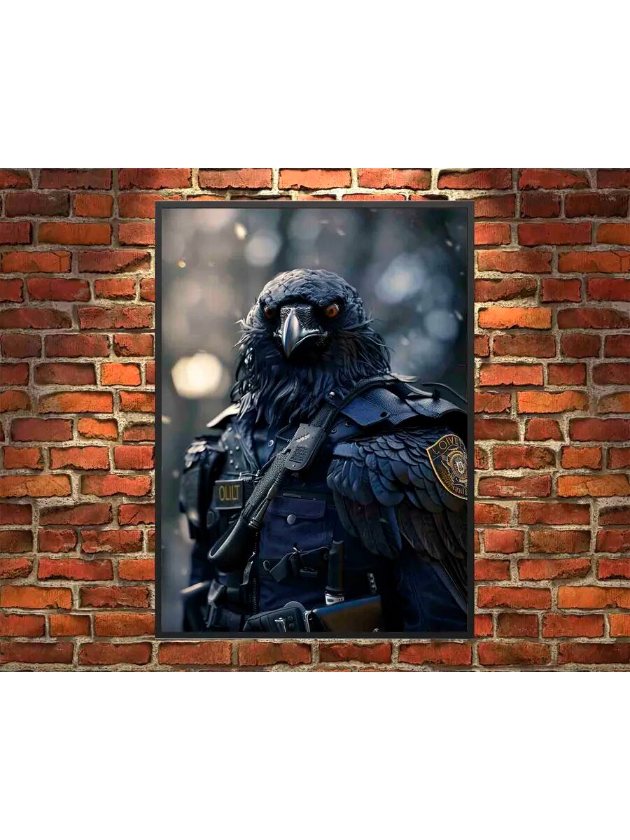 Ворон-птица-полицейский 4, Плакат 30x42см