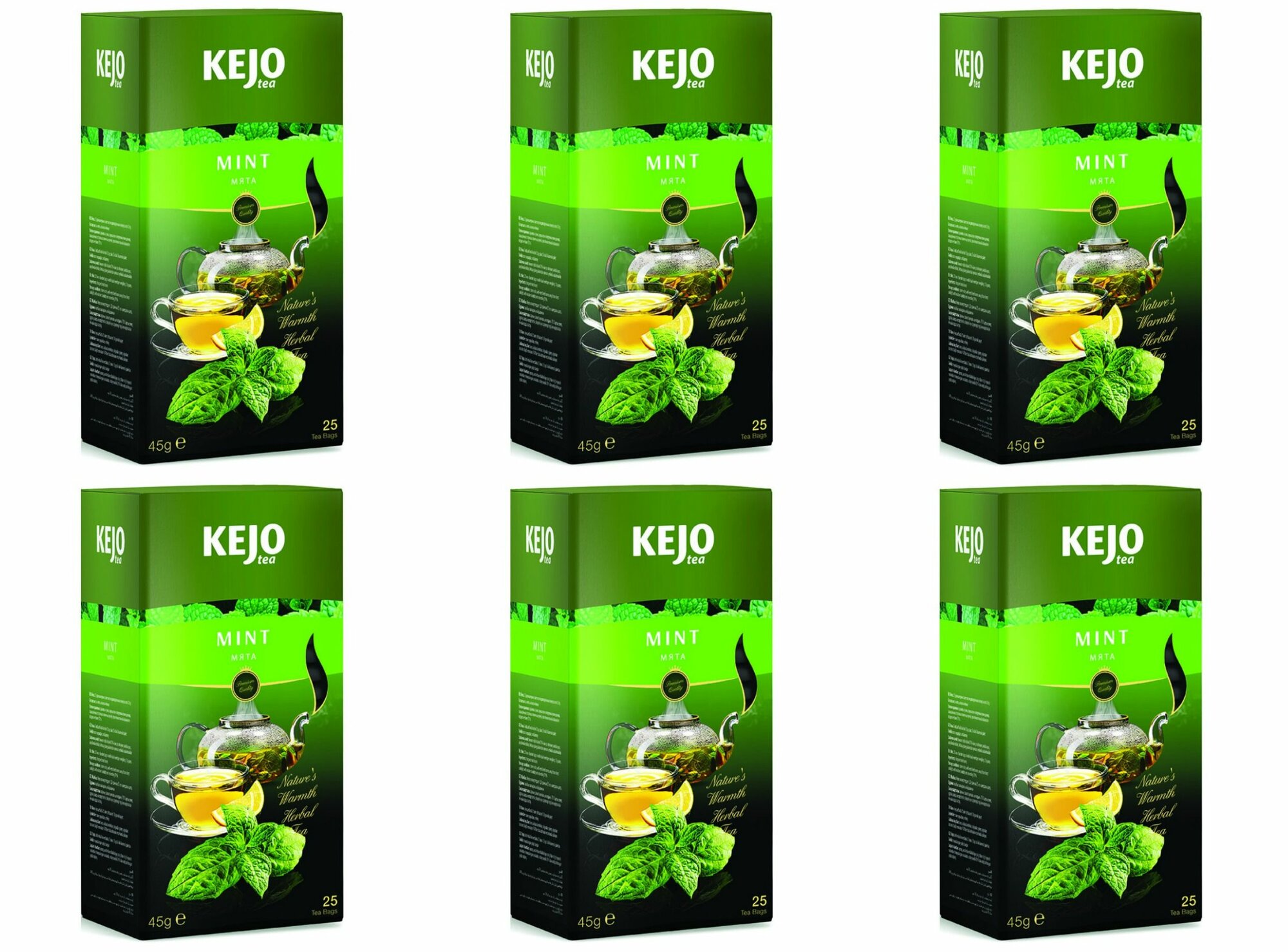 KEJOfoods Чайный напиток Mint, с мятой, 25 пакетиков по 1,8 г, 6 уп.