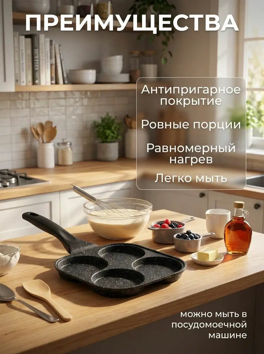 Сковорода универсальная для готовки, диаметр верха 32 см, прочное антипригарное покрытие, подходит для всех типов плит — фото 1