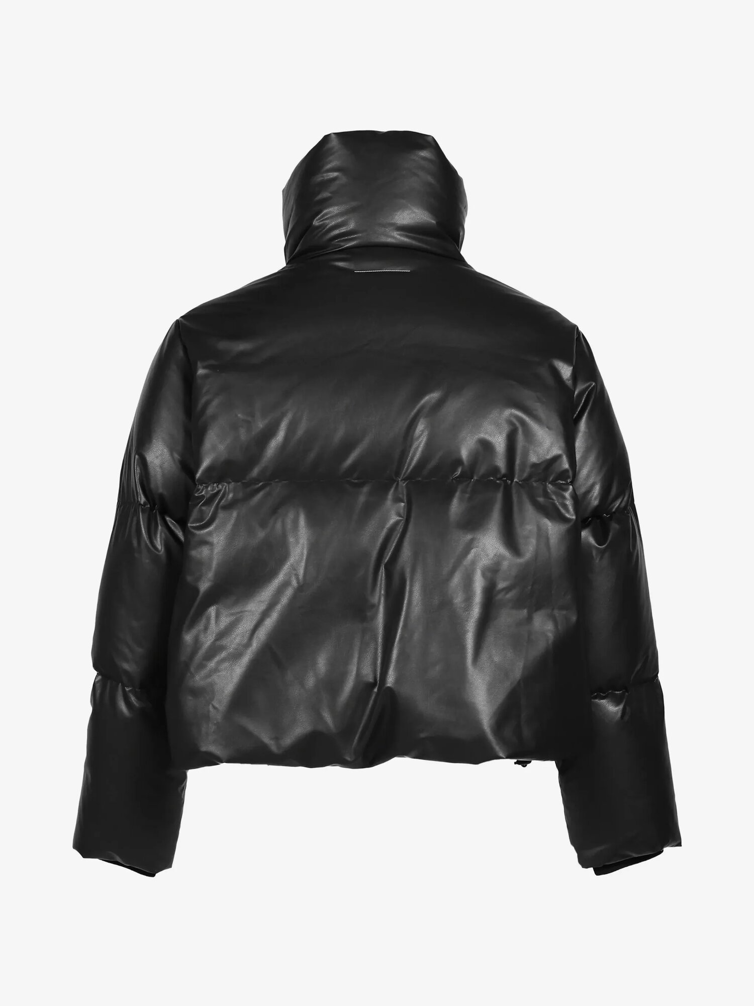 Пуховик MM6 Faux-leather padded high-neck jacket, размер 50, черный — фото 1