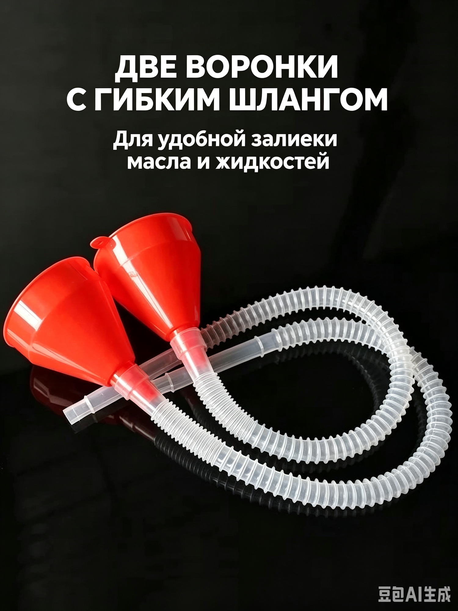 Воронка с удлиненным носиком Ø80 мм, длина 550 мм, 2 шт. Масляная воронка для залива масла в автомобили и мотоциклы