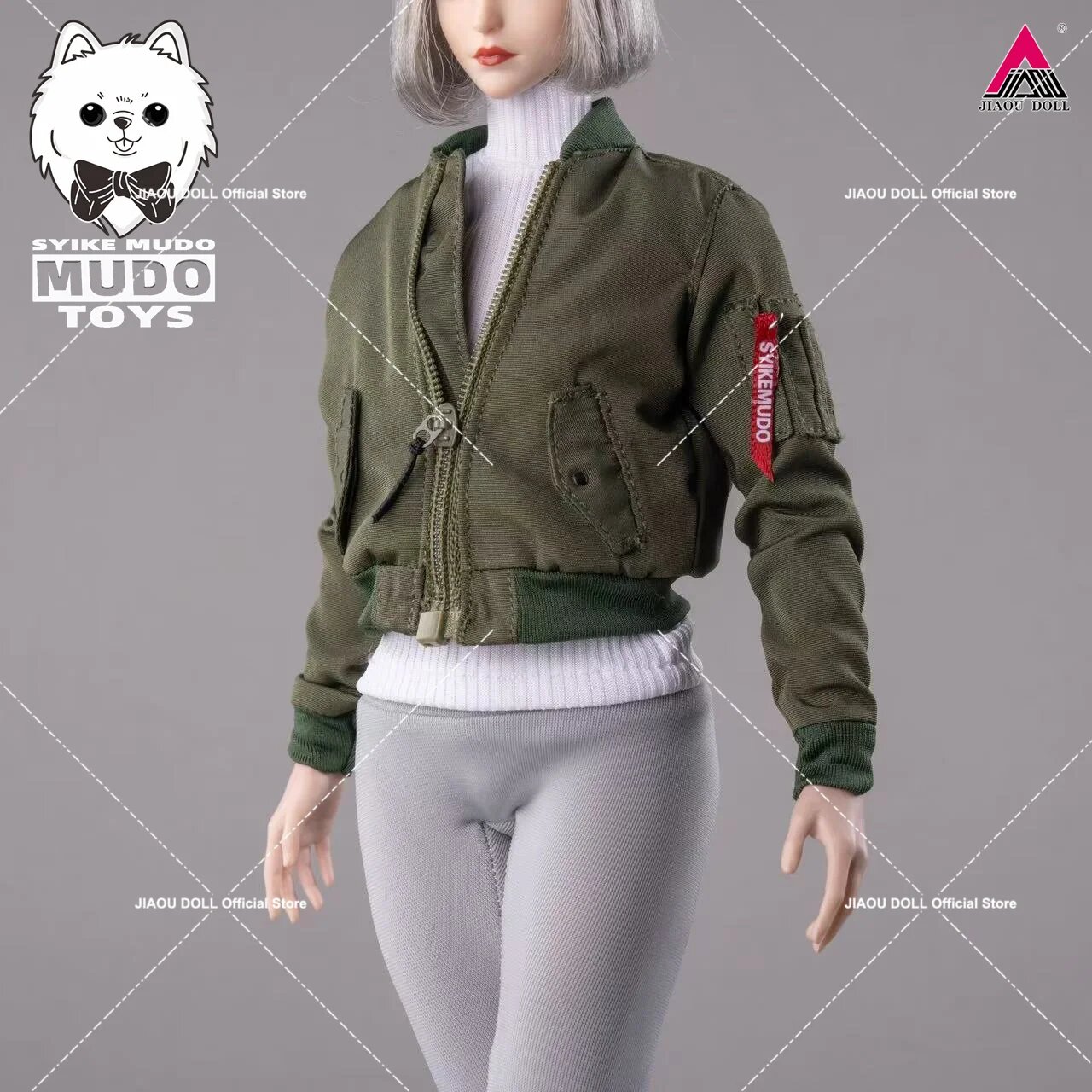 Куртка-пилот JIAOU DOLL 1/6 для кукол армейский зеленый