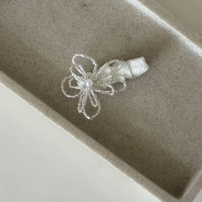 Заколка-бант синяя 02 White Hairpin Sil