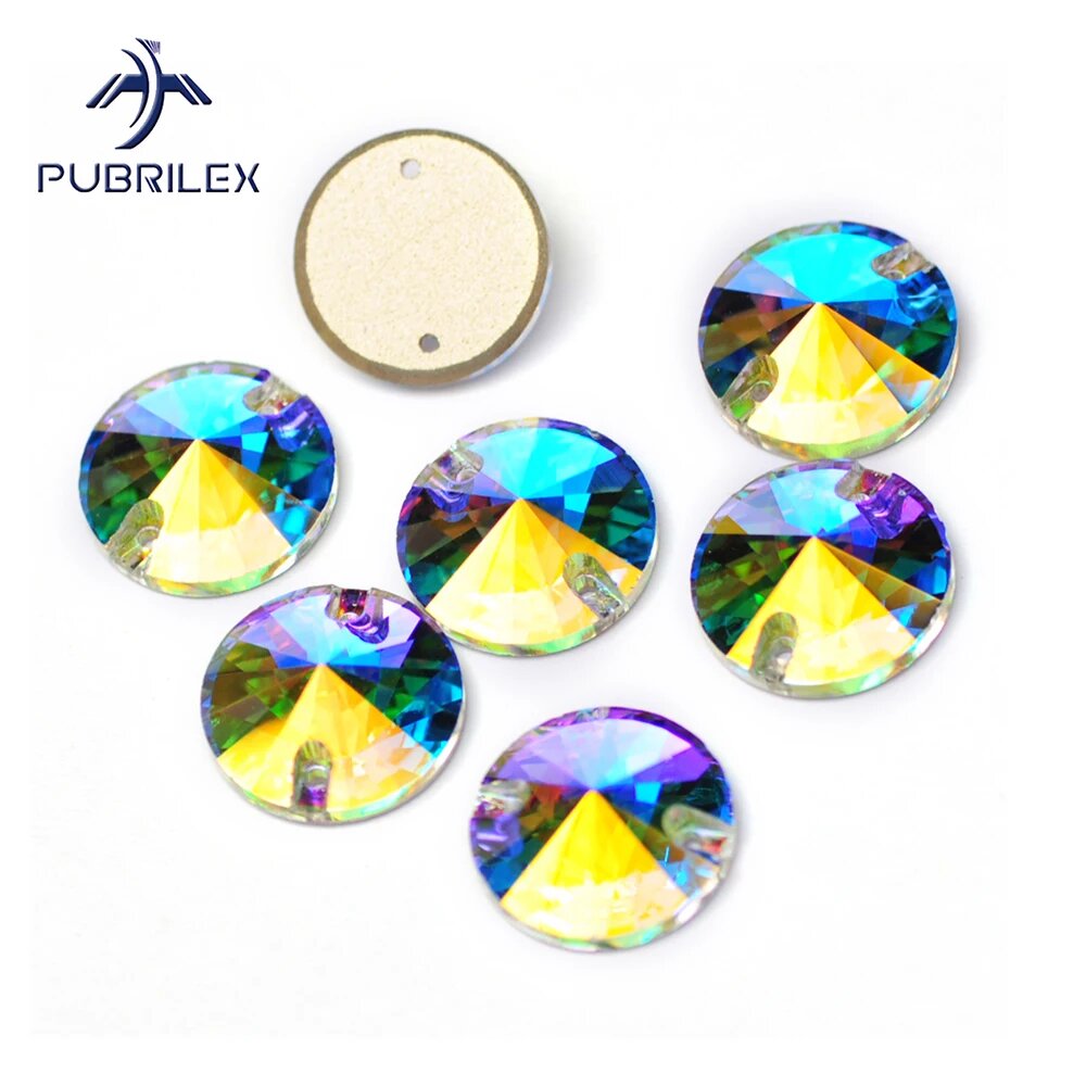 PUBRILEX Rivoli стеклянные стразы для рукоделия 12mm 28Pcs, Crystal AB