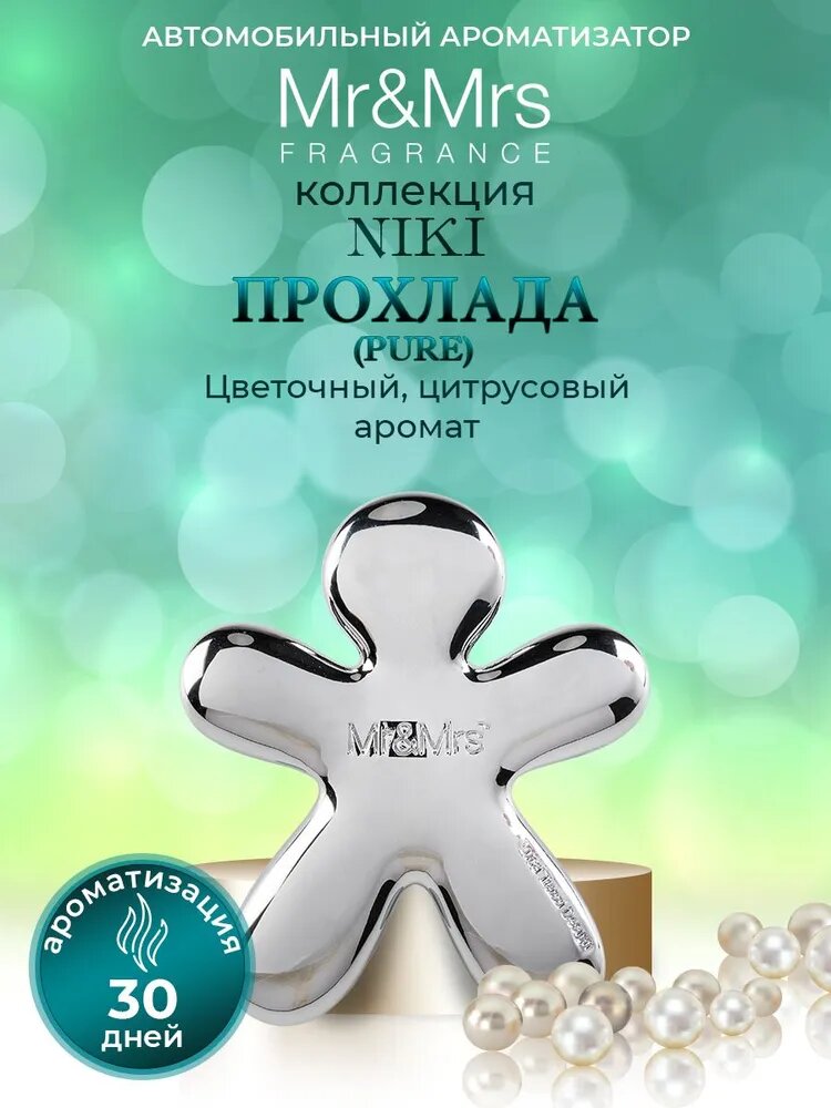 Ароматизатор для авто со сменным блоком Mr&Mrs Fragrance NIKI Pure Прохлада