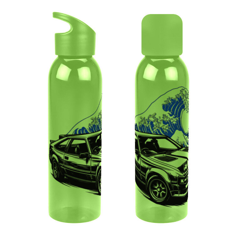 Бутылка для воды «Toyota Celica на фоне волн в японском стиле» (зеленый)