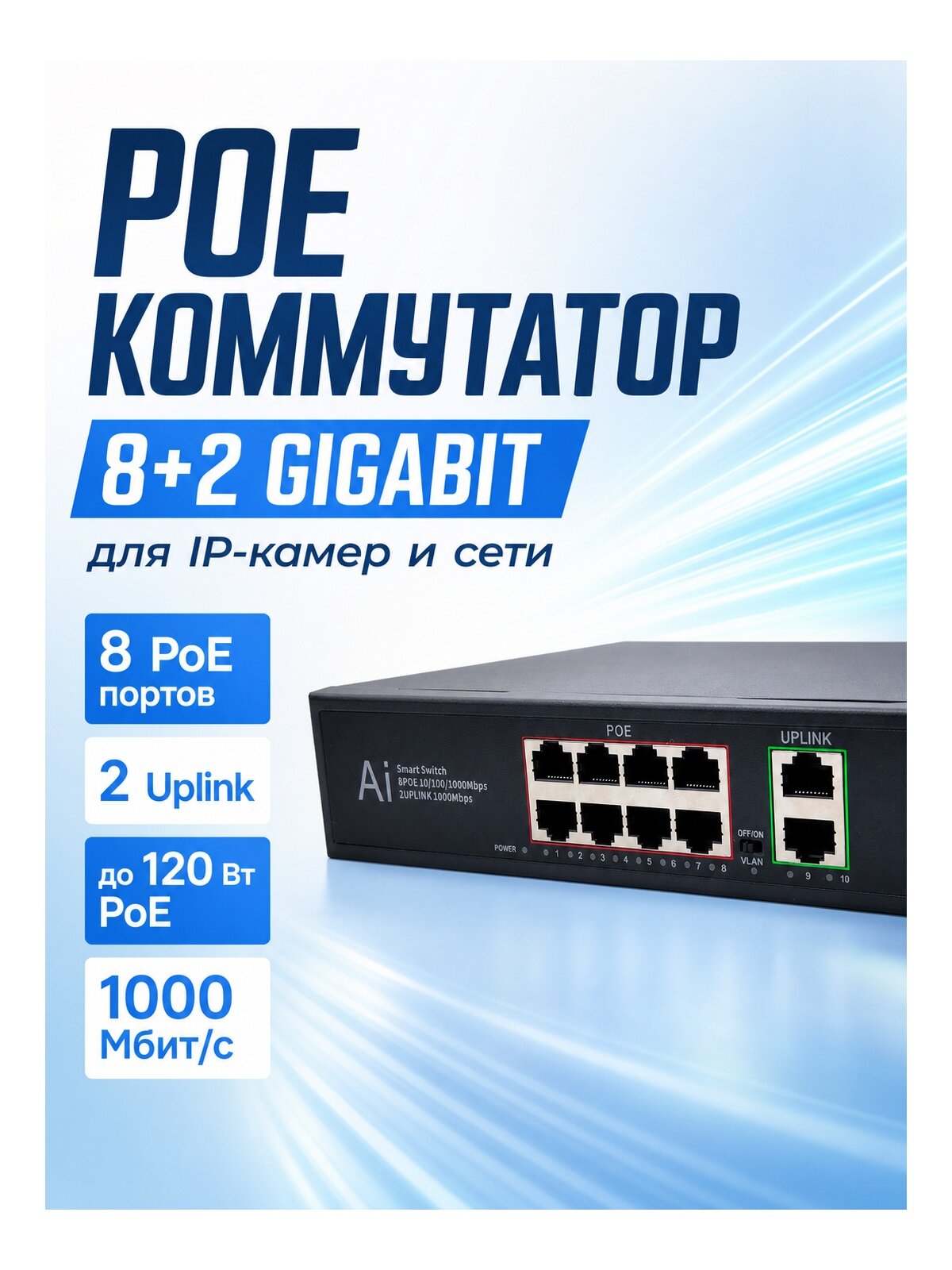 Коммутатор POE 08G20GB