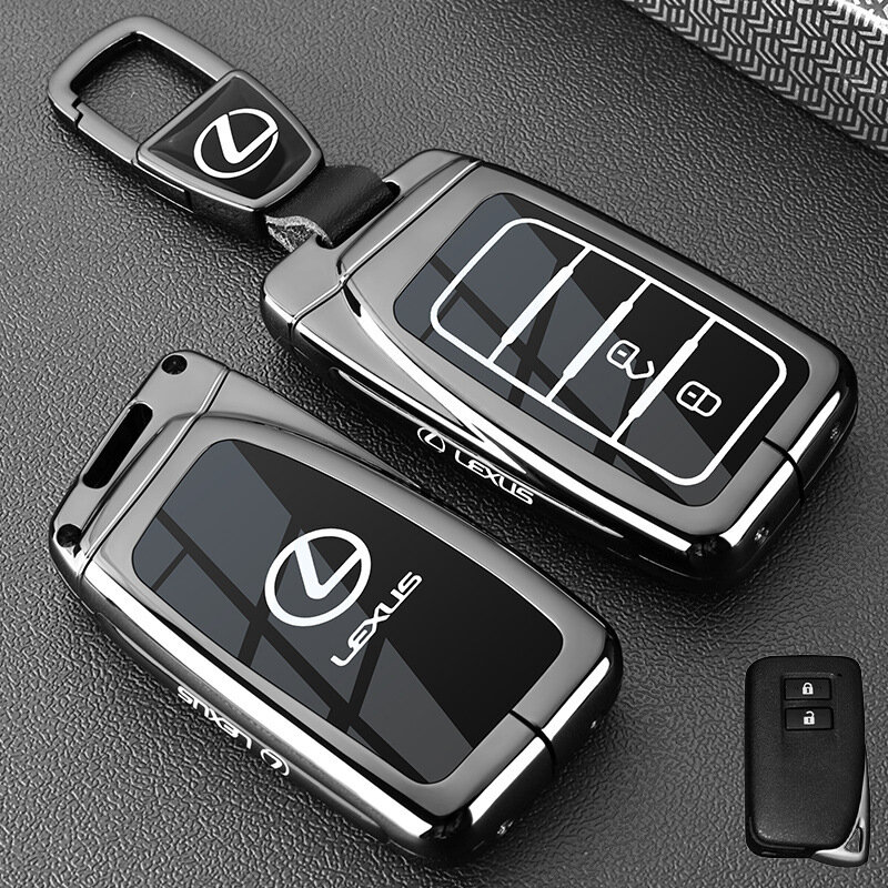 Чехол для ключа Lexus ES200/ES300h/NX200/UX260h/RX350h - 2 кнопки, металлическая пряжка, оружейный цвет (стиль B)