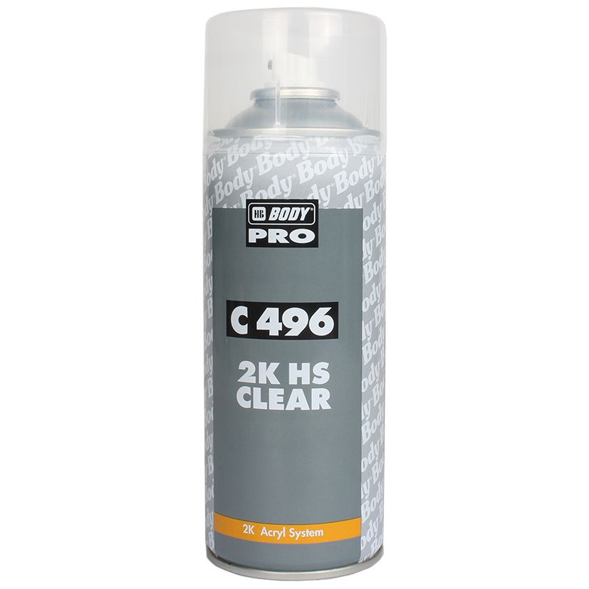 Лак BODY C 496 2K HS Clear акриловый, прозрачный, быстрое отверждение, автомобильный, аэрозоль 400 мл. двухкомпонентный быстросохнущий для авто в баллончике
