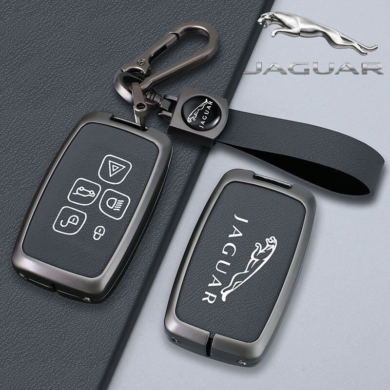 Кейс-держатель для ключей Jaguar XFL/XEL/F-PACE/XJL/XF B-стиль, цвет Премиум-серый с круглой застежкой для