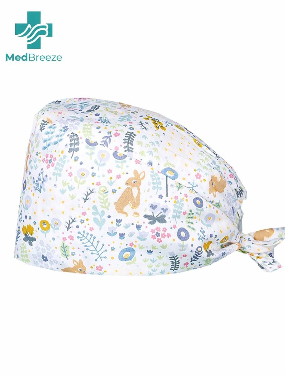 Медицинский колпак MedBreeze с принтом, шапочка медицинская женская и мужская 100% хлопок