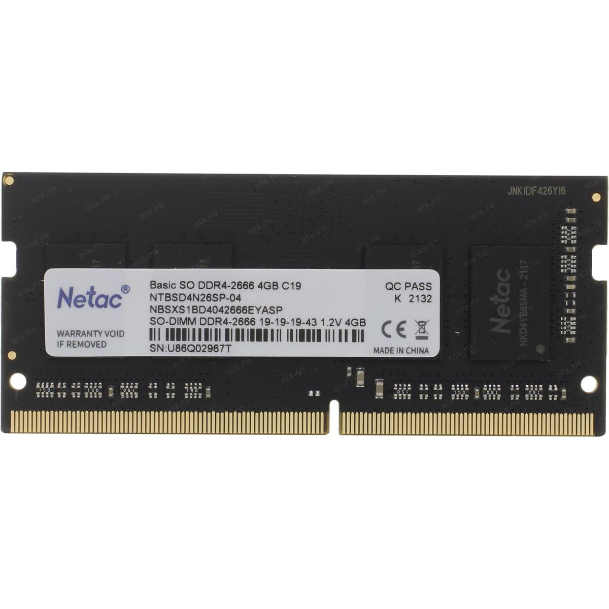 Netac Basic NTBSD4N26SP-04 DDR4 SODIMM 4Gb PC4-21300 (for NoteBook) — фото 1