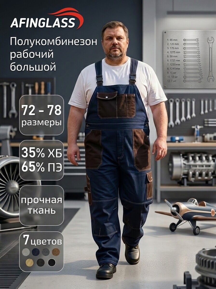 Полукомбинезон рабочий Чикаго мужской летний большого размера