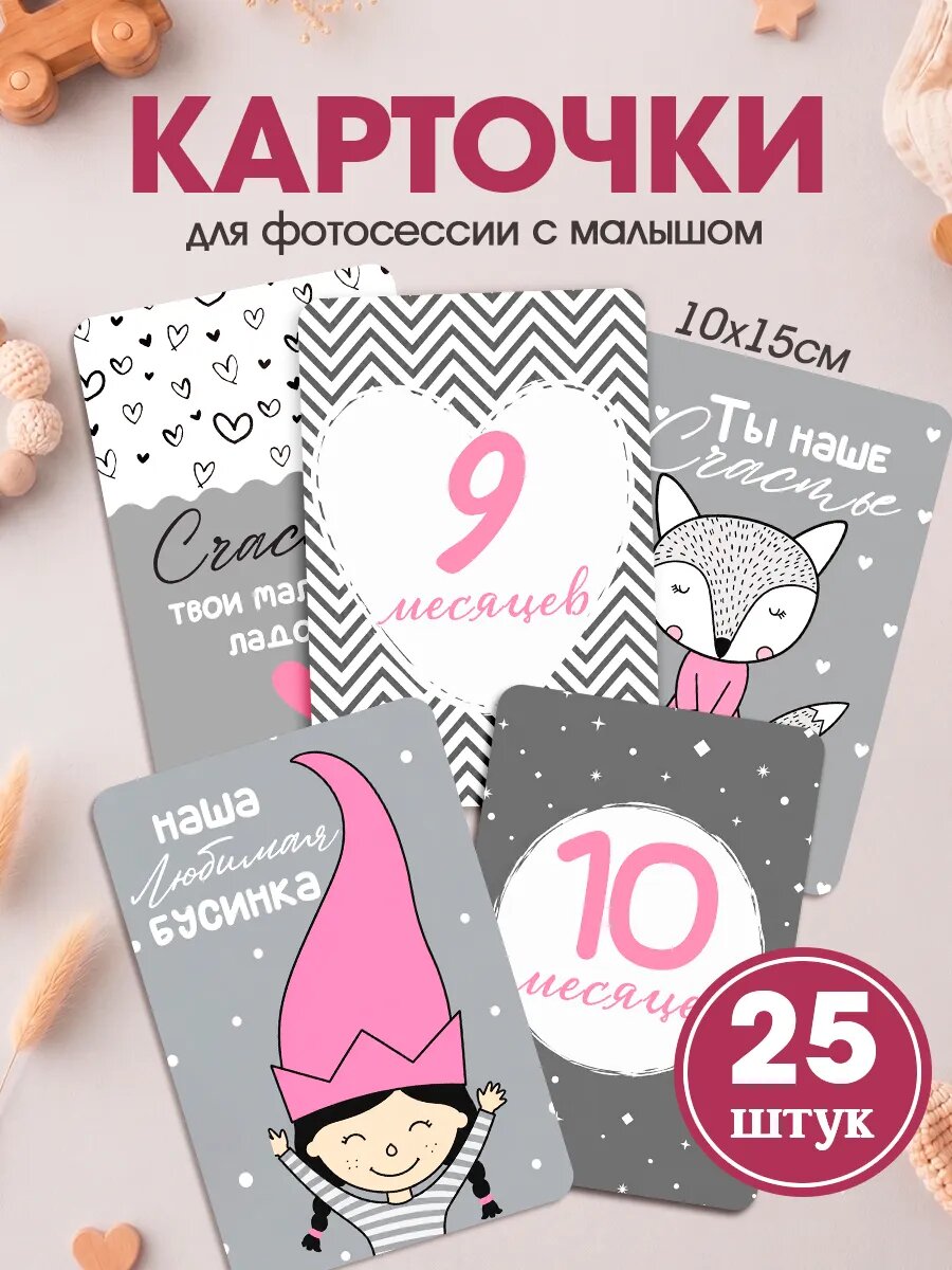 Карточки для новорожденных для фотосессии по месяцам