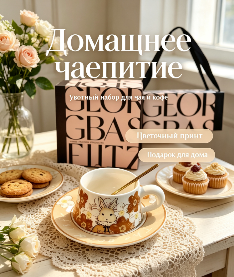 Набор керамических чашек с блюдцем, винтажный цветочный узор, кофейная пара для чая и кофе, подарочный набор для дома